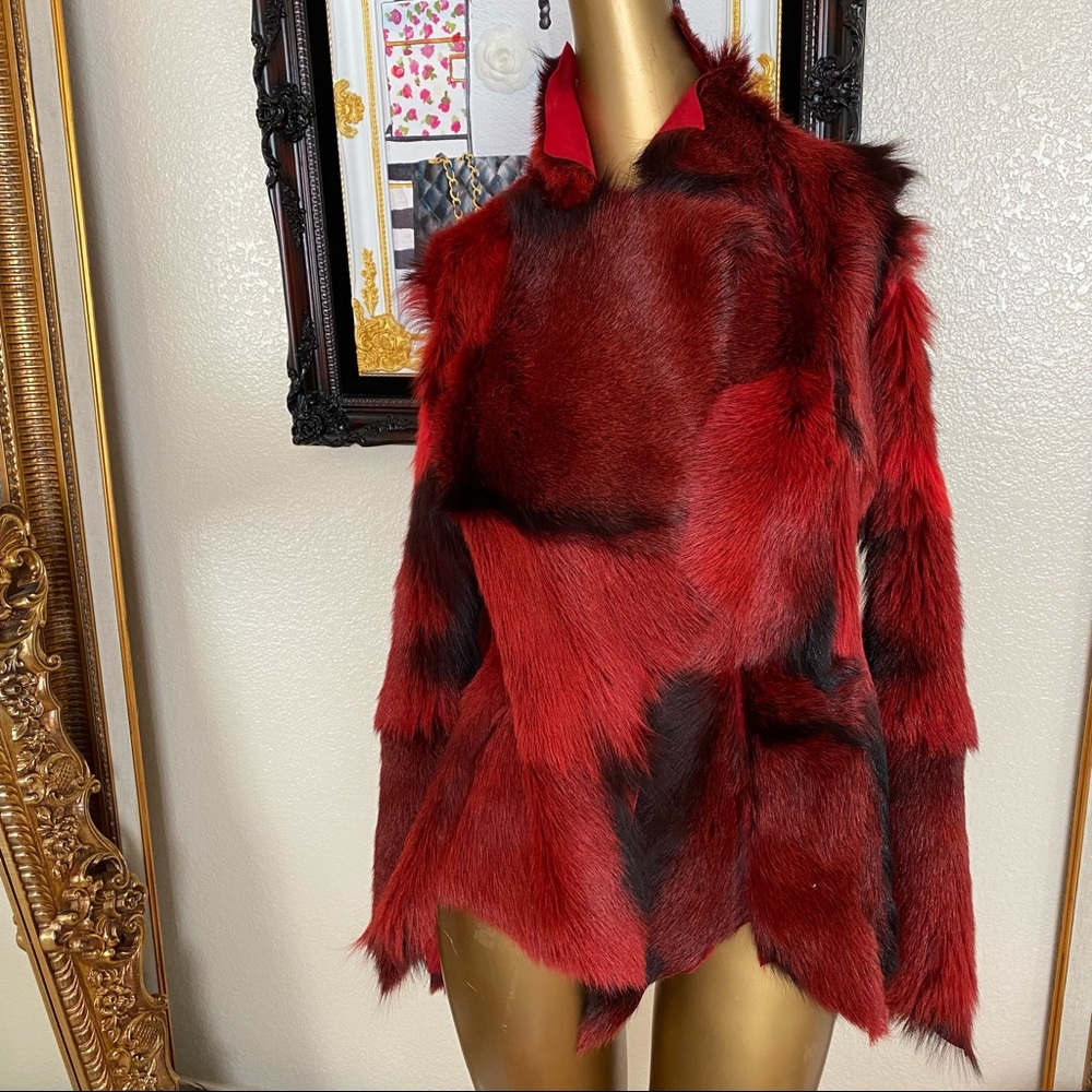 Fur Suede Reversible Open Front Jacket - Gem